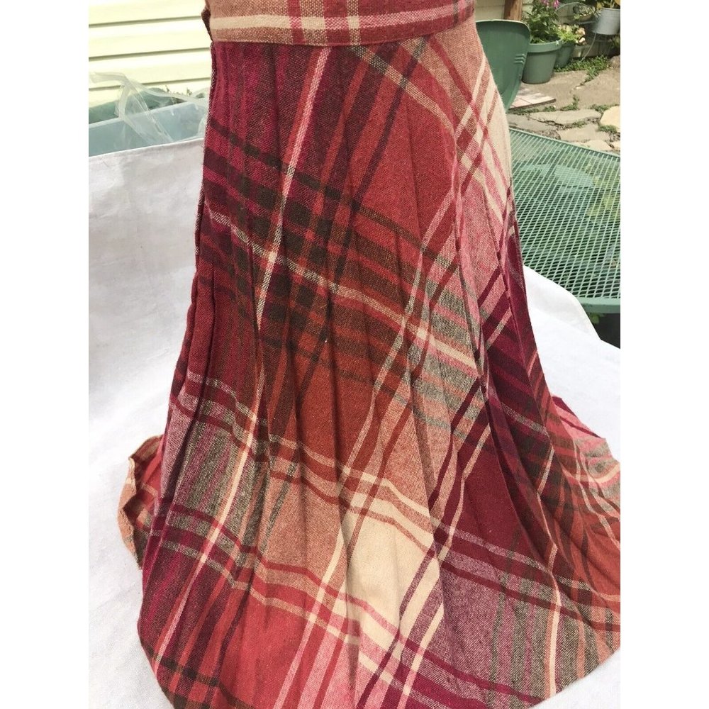 Vtg 60s Pleated Full Wool Red Pink Plaid Woman’s Prep… - Gem